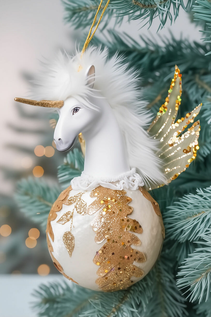 Ёлочная игрушка единорог эльф, пенополистирол, 20 см, Winter Deco 5001016