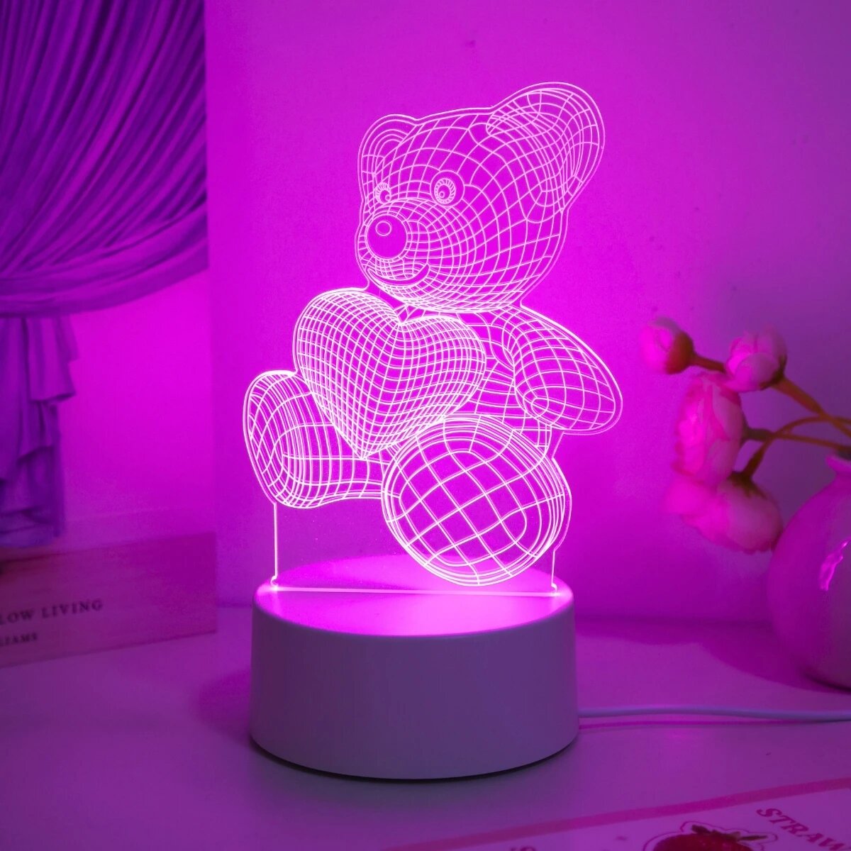 3D ночник медведь белый USB DL3D5001 — фото 1