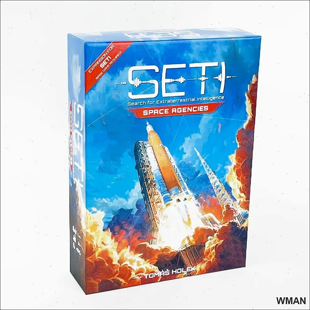Настольная игра SETI: Space Agencies (2025). Английская версия Расширенное дополнение: Делюкс-издание в большой коробке. Для игры требуется базовая версия.