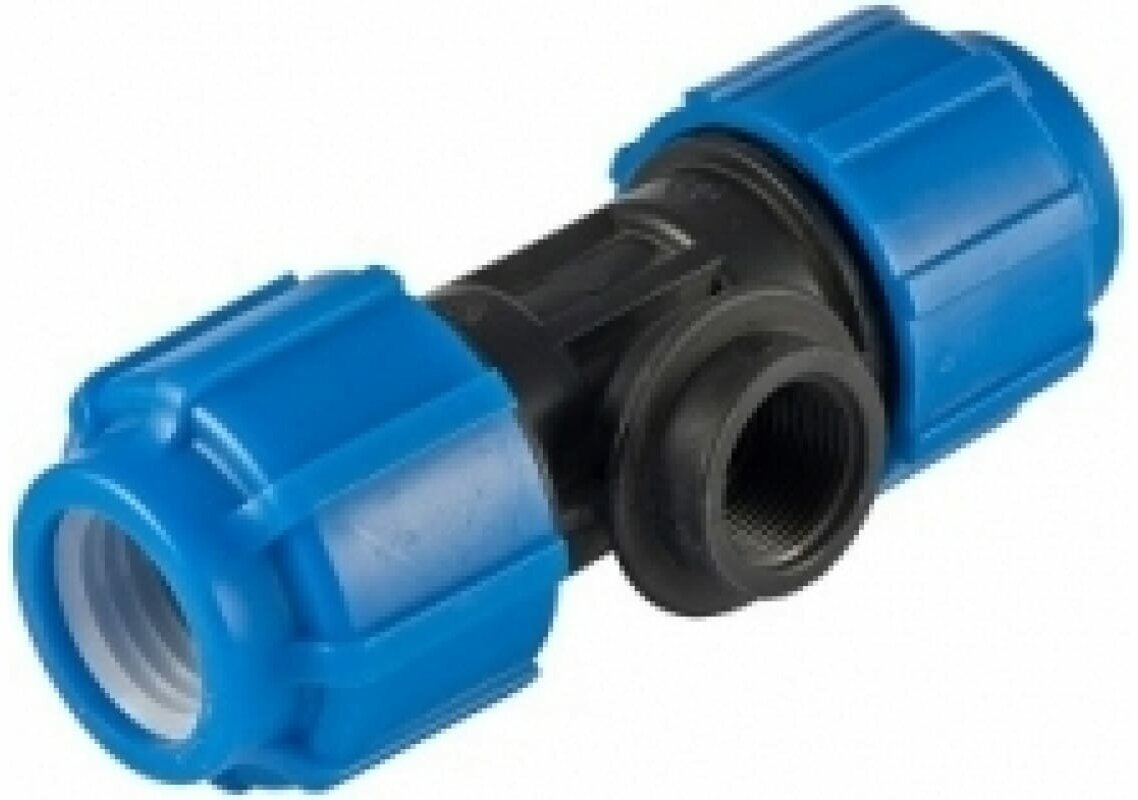 Тройник ПЭ с внутр. труб. резьбой 50х1 1/4'х50 (обж. ) Тпк-аква