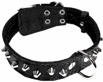 Ошейник для собак кожаный с фурнитурой, черный, шир. 35 мм, ZooMaster (55 см)
