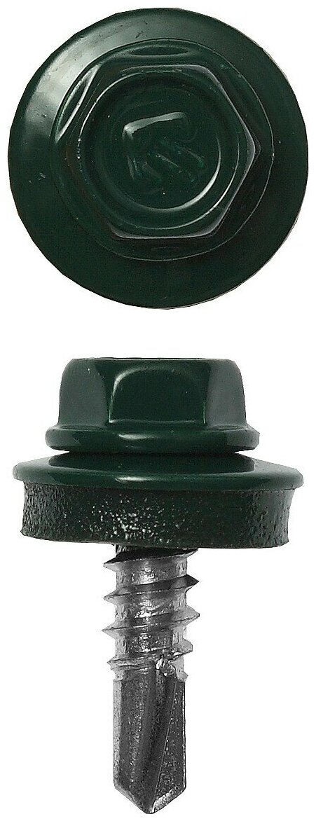 Саморезы СКМ кровельные, RAL 6005 зеленый насыщенный, 25 х 5.5 мм, 420 шт, для металлических конструкций, ЗУБР Профессионал