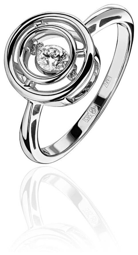 Кольцо, белое золото, 585 проба, родирование, фианит