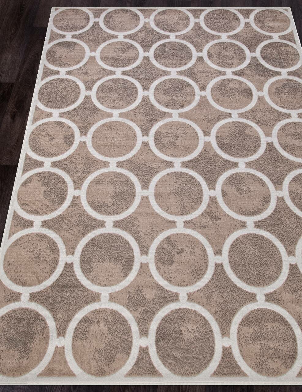 Ковер на пол в гостиную в спальню 150х190 см бежевый современный ворс 7 мм 327384 KoverVDom