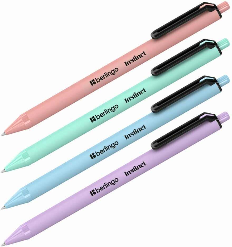 Ручка шариковая автоматическая Berlingo "Instinct" синяя, 0,7мм, корпус ассорти, 295482