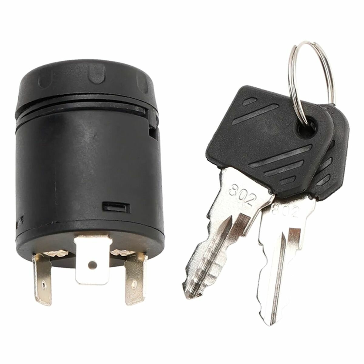 Замок зажигания для погрузчика LINDE 802 с 2 ключами, прямая установка, черный, металл+АБС, с правильным разъемом