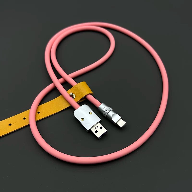 65W USB-C Быстрая зарядка Силиконовый Кабель 2м для iPhone 13 - Тёплый Розовый