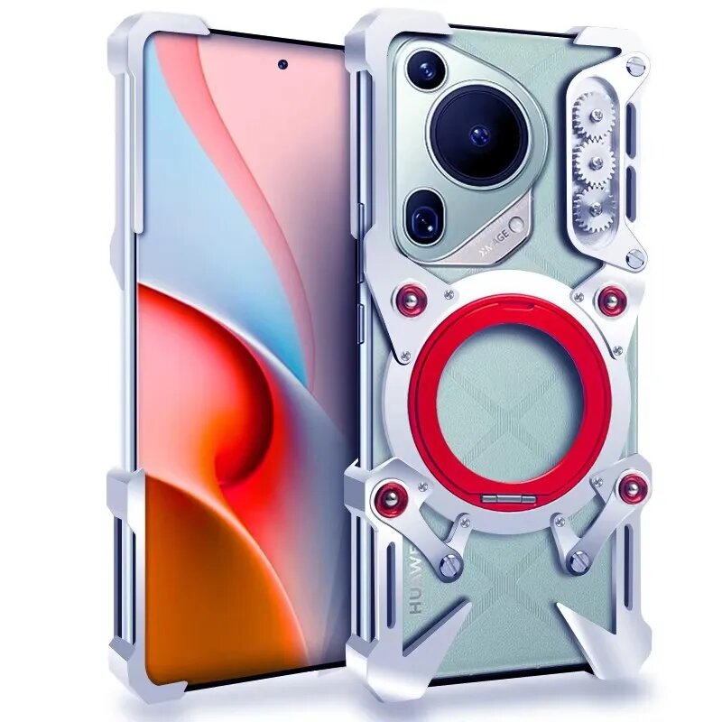 Магнитный противоударный чехол без оправы на 360° для Huawei Pura 70 ultra Pura 70 Pro, P60 Art Armor, металлический чехол с вращающейся подставкой, бампером
