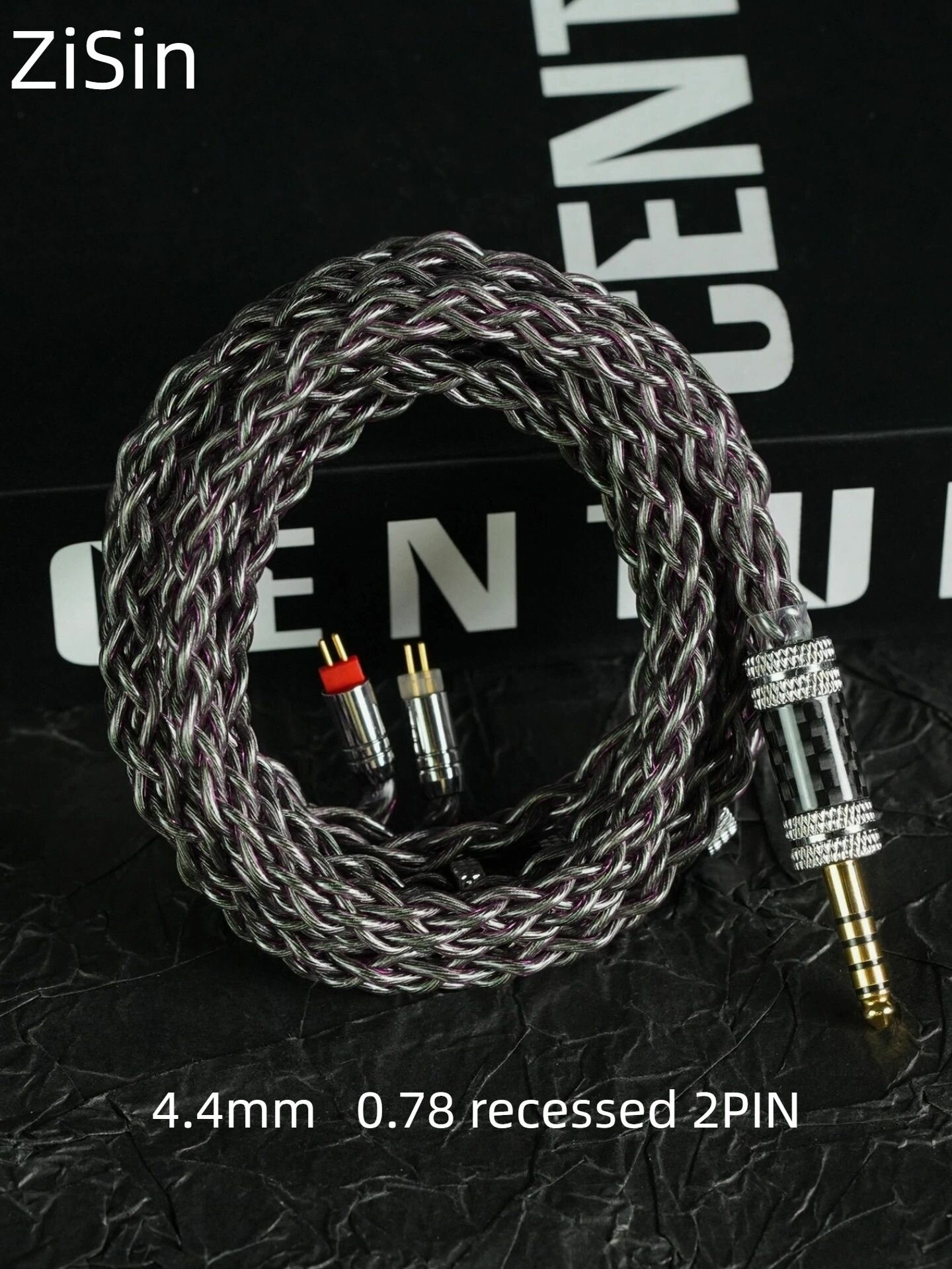 ZiSin Аудиокабель MMCX, 1.2 м, черно-серый