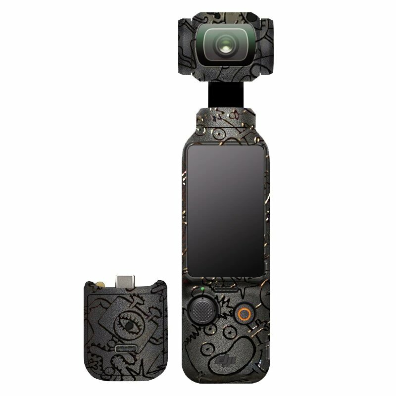Защитная наклейка для камеры DJI Pocket 3 с рисунком Монстр Граффити черного цвета для корпуса смартфона