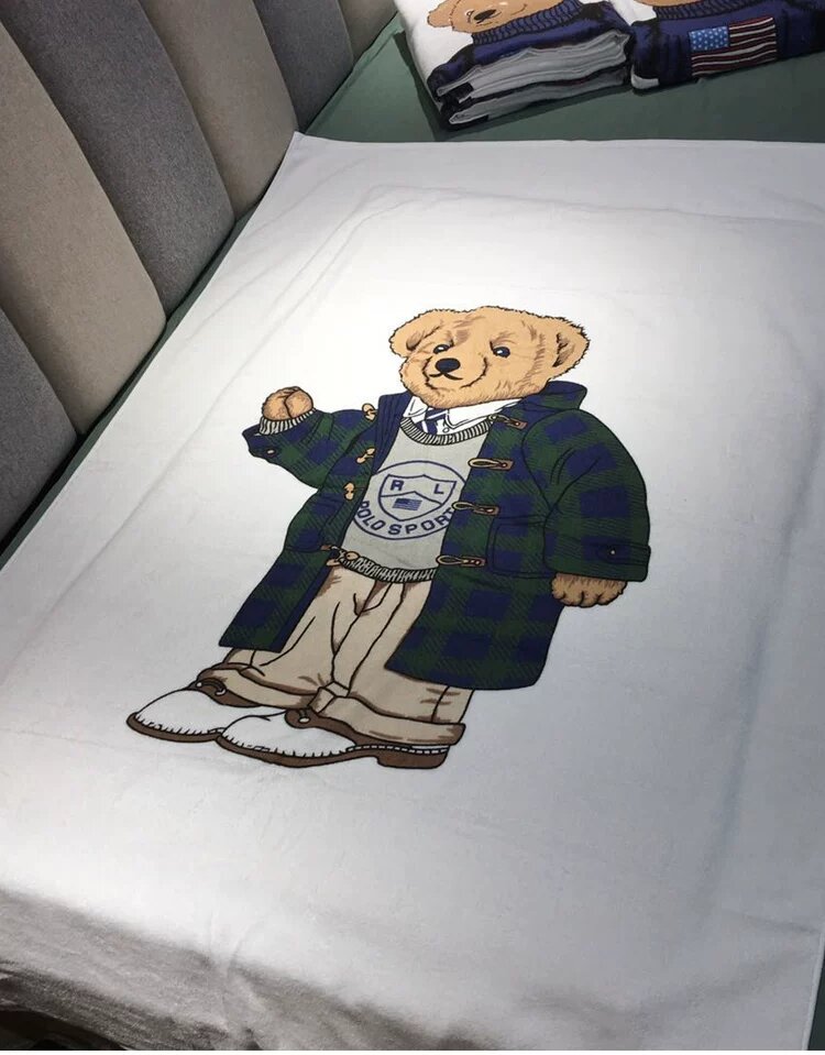 Мультяшный медведь в пальто, хлопковая игрушка 80x130 см, мягкая плюшевая для детей, изготовленный в Синьцзяне
