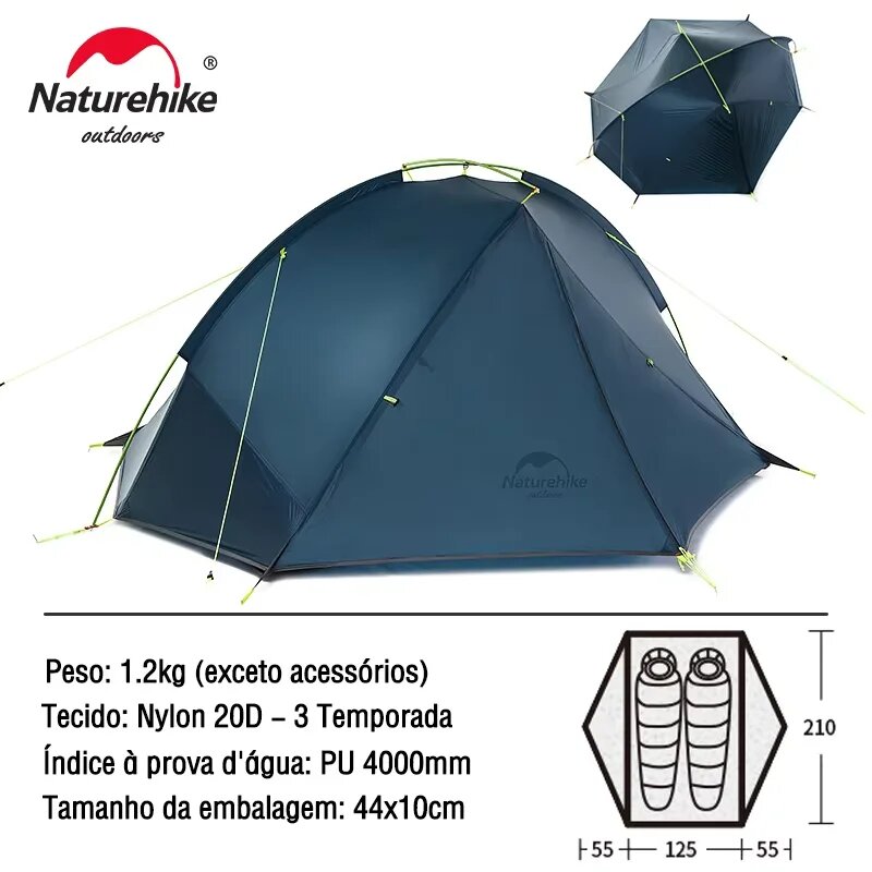 Палатка Naturehike Tagar для 1-2 человек, легкая палатка для походов, автономная куполообразная палатка для туризма с подложкой - 2 человека, синяя