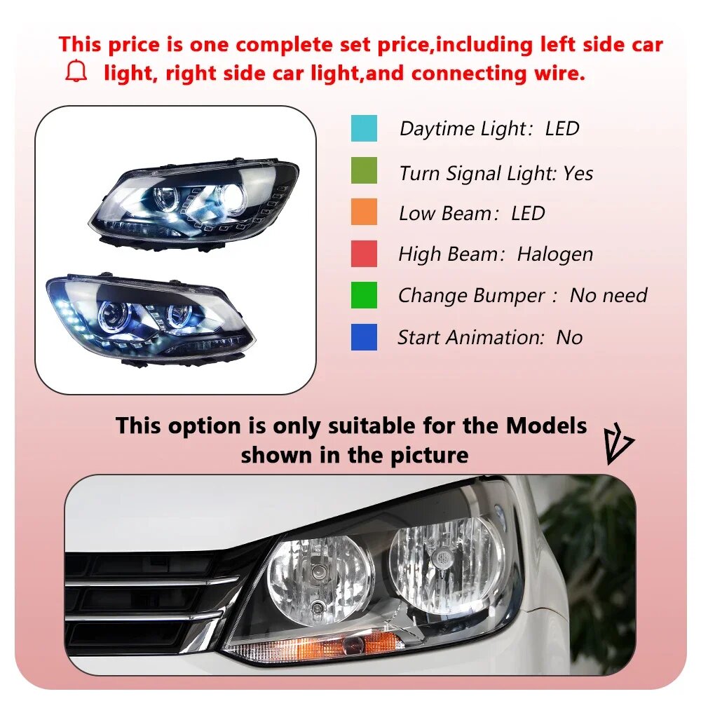 Фаркопы передние для VW Touran 2011-2015 LED автомобильные фары комплект повышенной комплектации с проекционными линзами аксессуары