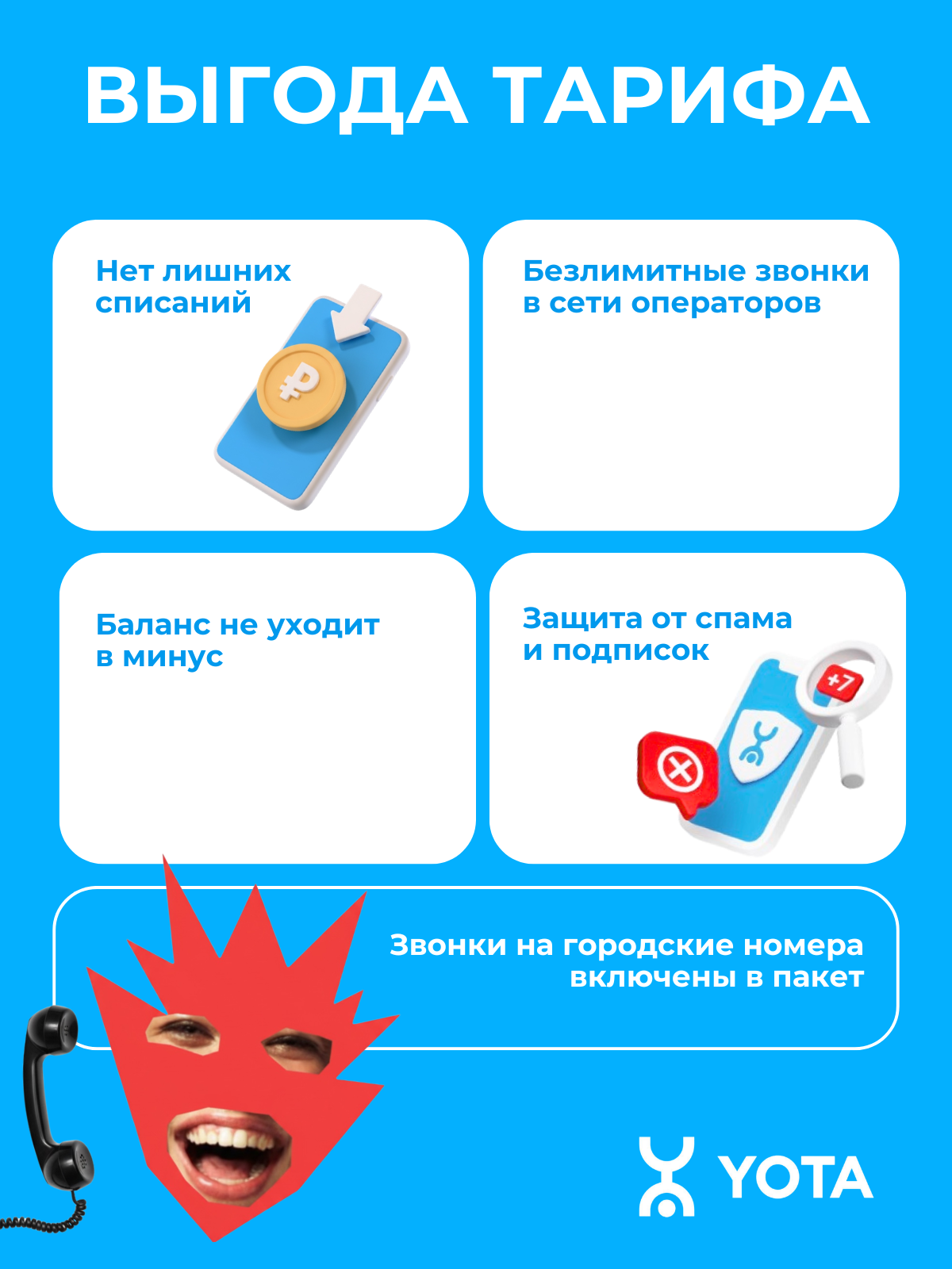Sim-карта Yota "Проще", безлимитный интернет, 2000 мин, 290 руб./мес, для телефонов и планшетов — фото 1
