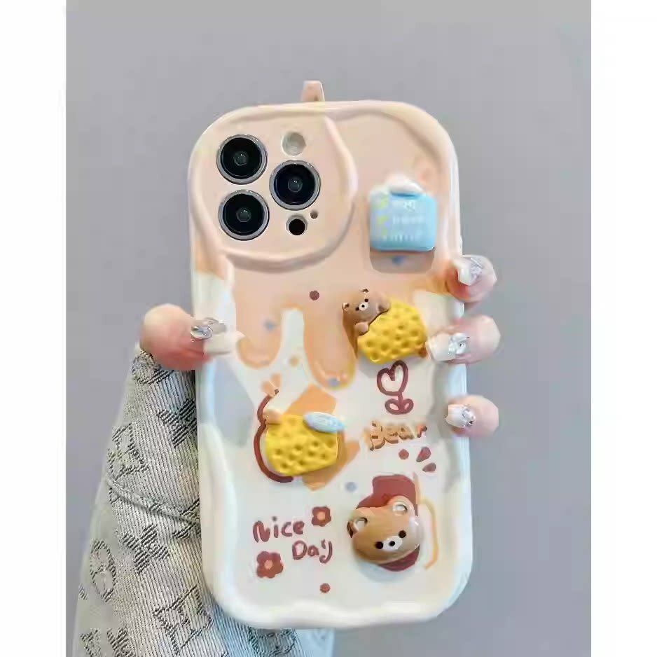 Мягкий силиконовый чехол для Huawei Mate 40 Pro, кремово-белый с 3D-медвежонком из сыра
