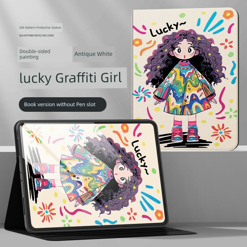 Чехол Lucky Graffiti Girl для iPad12 11inch Air8/7, чехол для iPadPro Apple Mini6/5 с рисунком, с отделением для ручки,