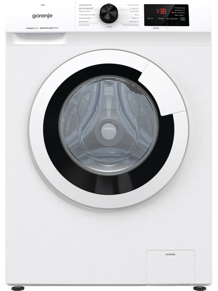 Стиральная машина Gorenje WHE60SFS кл: A+++ фронтальная, макс. загрузка:6кг белый
