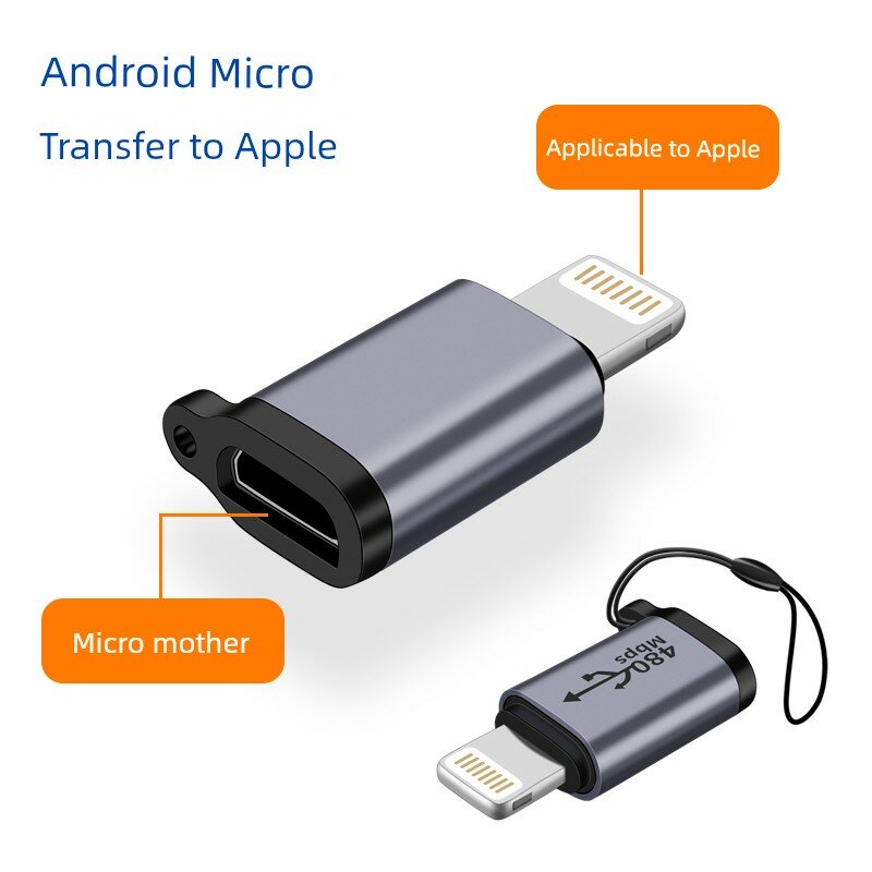 Универсальный адаптер Apple Lightning к Micro USB Female для iPhone, iPad и Android зарядки - компактный кабель 10 см