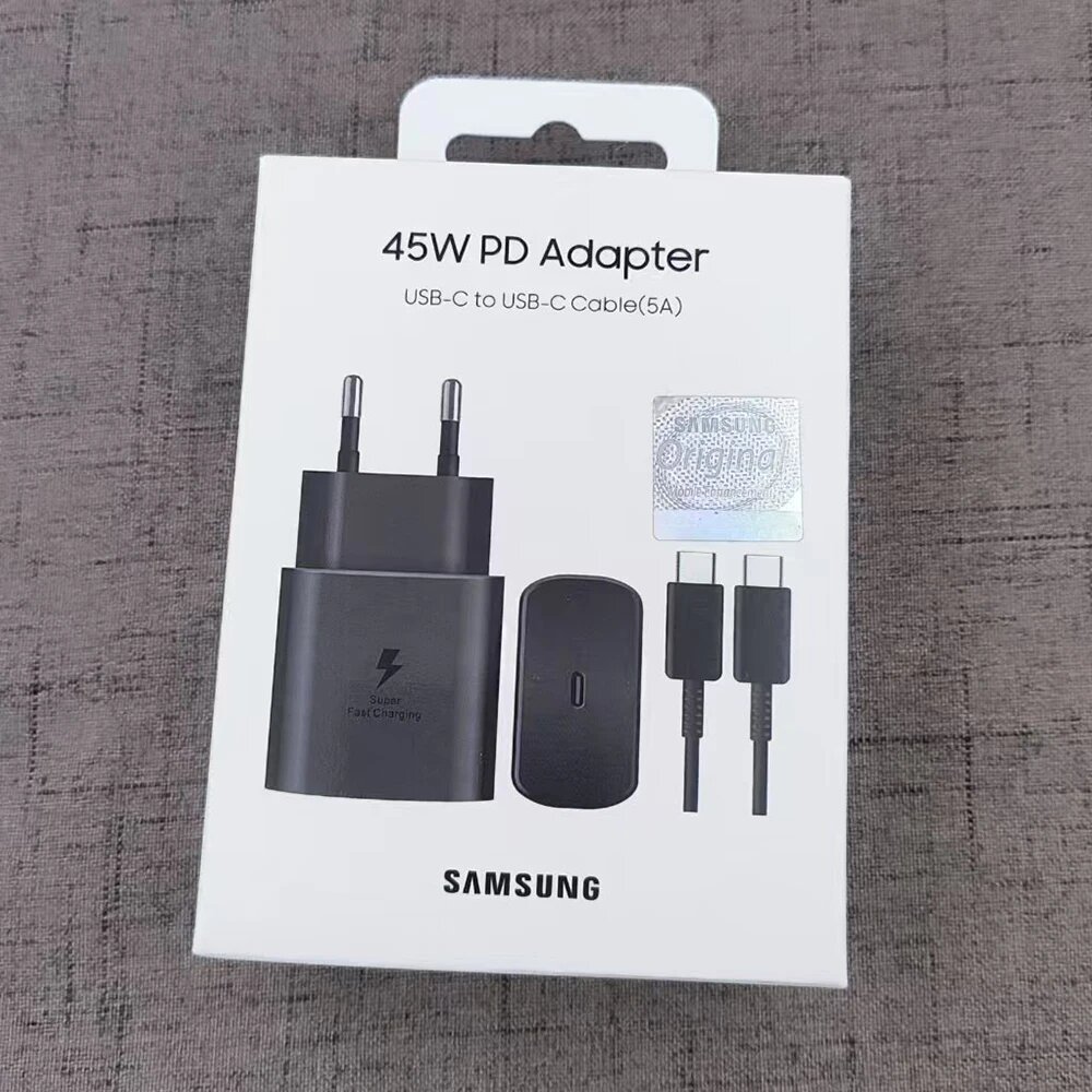Samsung 45W PD адаптер, Black EU Set, USB-C кабель