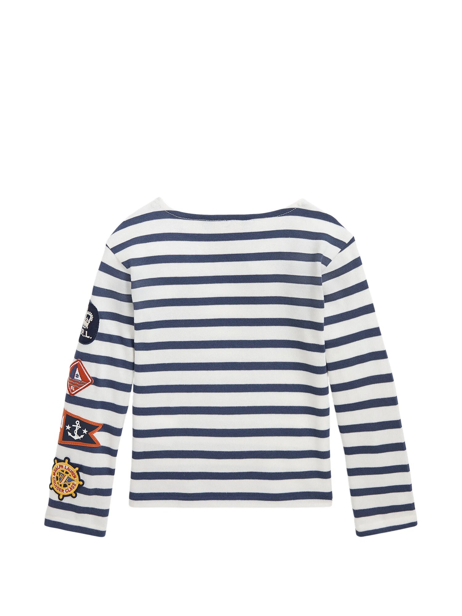 Футболка Polo Ralph Lauren Patch-detail striped T-shirt, размер 3 года, бежевый/белый — фото 1