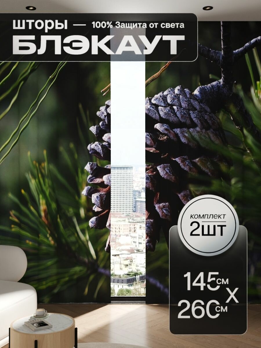 Шторы блэкаут 145x260 см 2 шт на окна плотные комплект