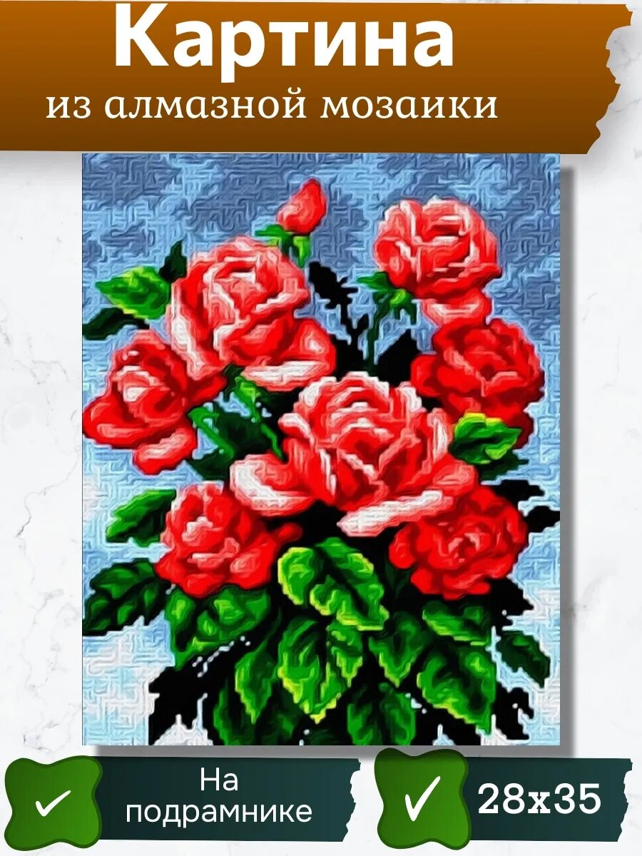 Алмазная мозаика на подрамнике 28х35