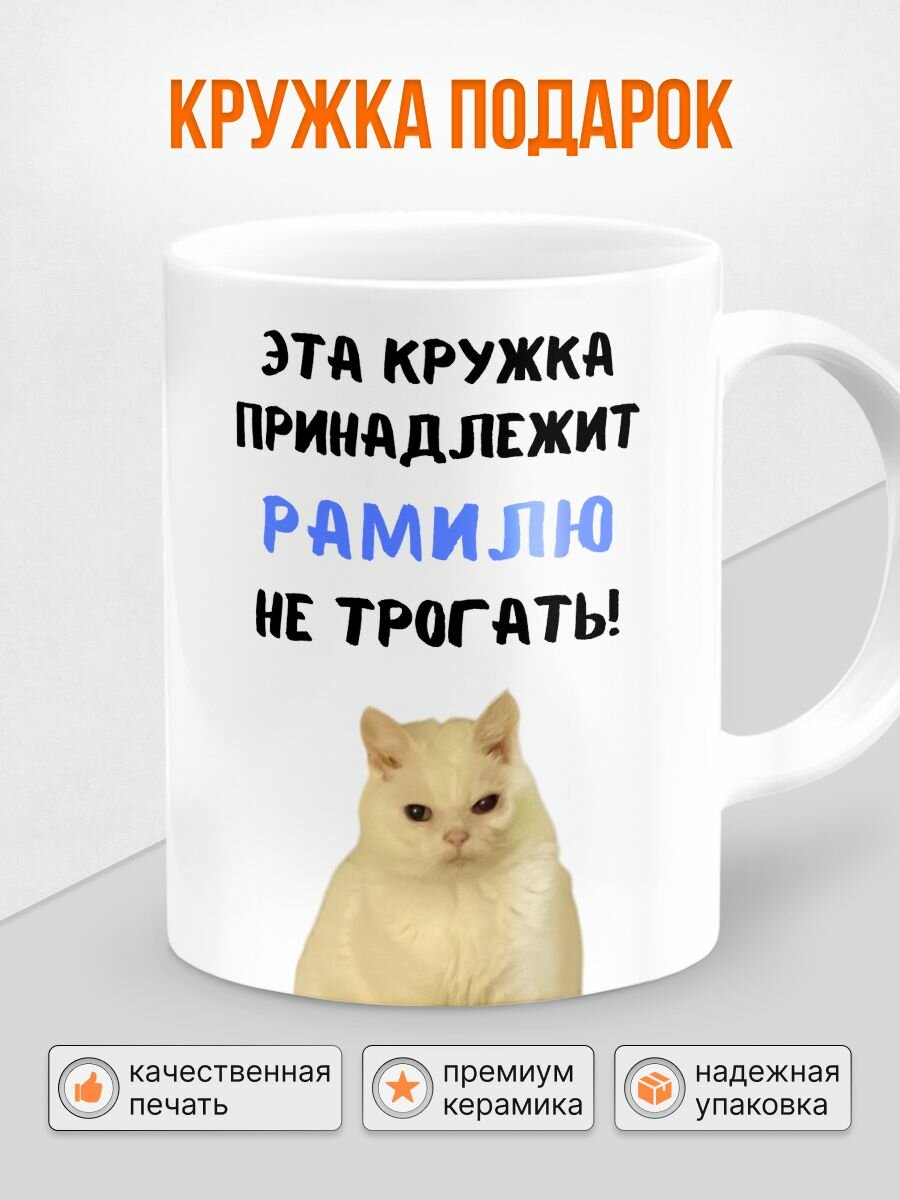 Кружка с приколом с котиком с именем Рамиль, 330 мл, 1 шт.