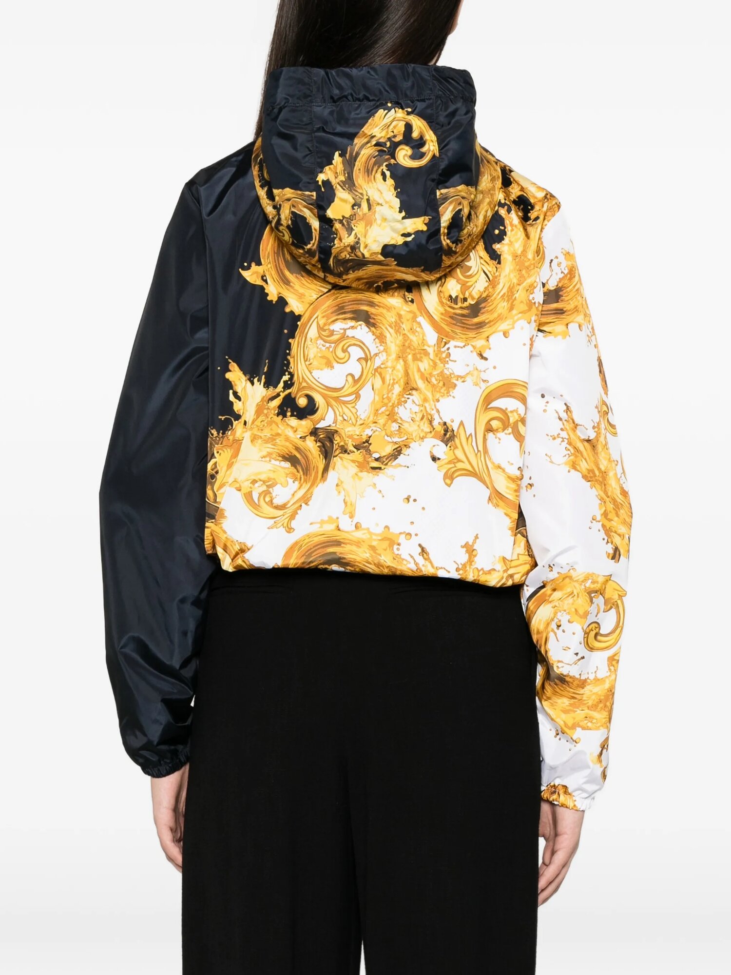 Куртка Versace Jeans Couture Baroque-print hooded jacket, размер 38, ochre yellow — фото 1