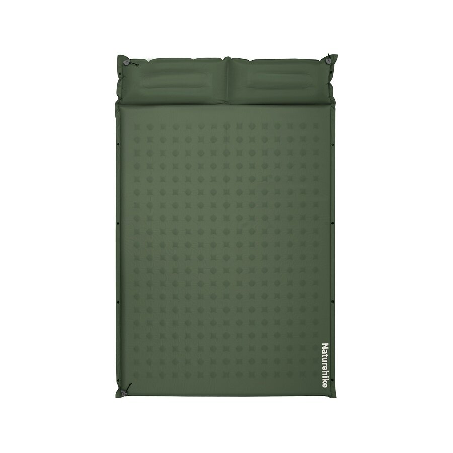 Коврик самонадувающийся Naturehike двойной 200х130х6 см, с подушками, зеленый CNK2550WS025-6NGRD