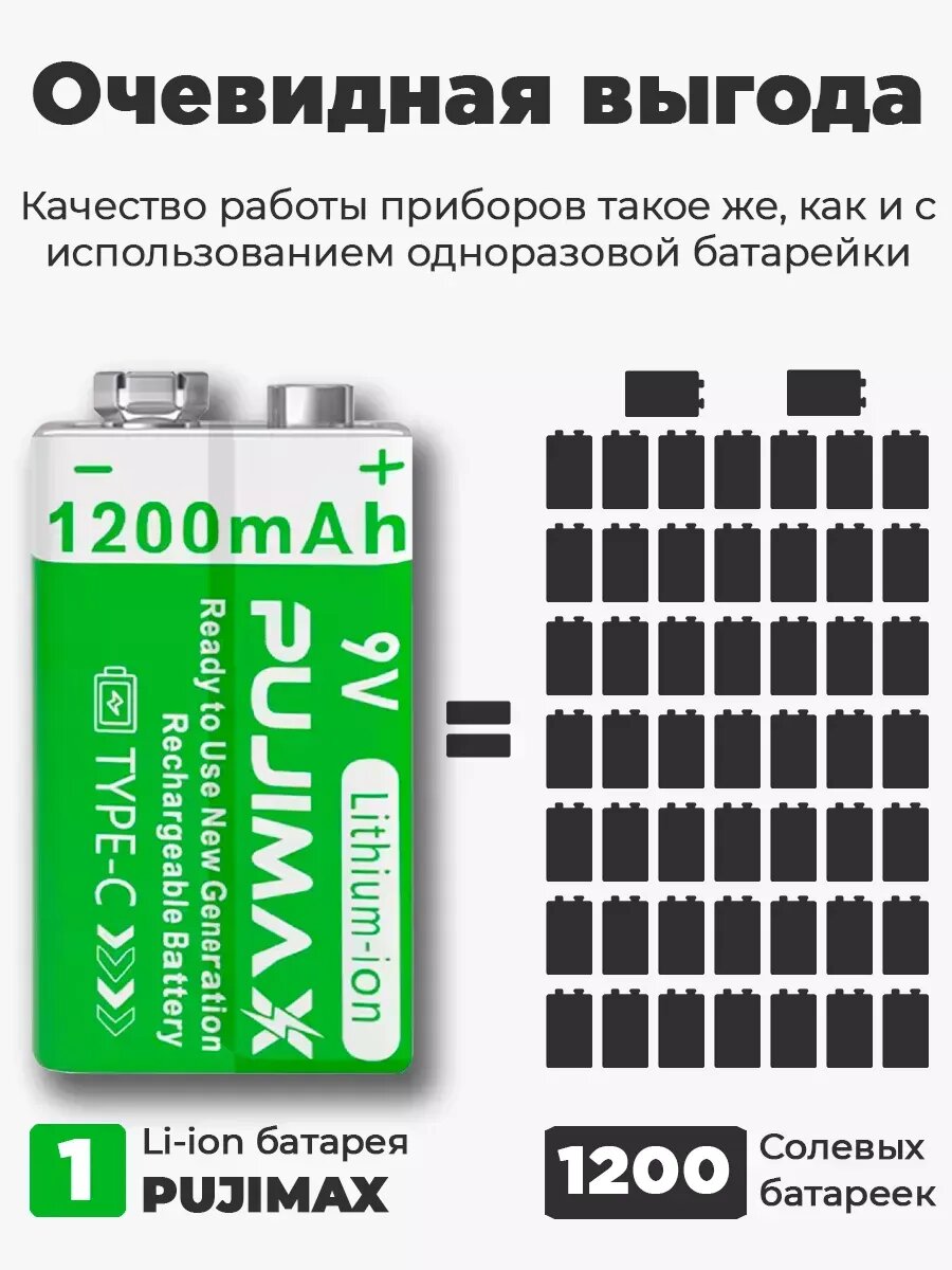 Батарея USB Type - C (9V, 1200 мАч) — фото 1