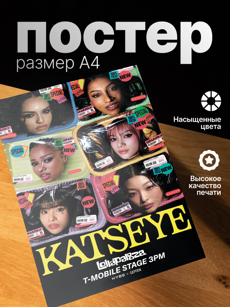 Постер ZEKEKS Katseye, без рамы, 29 x 21 см, цифровая печать