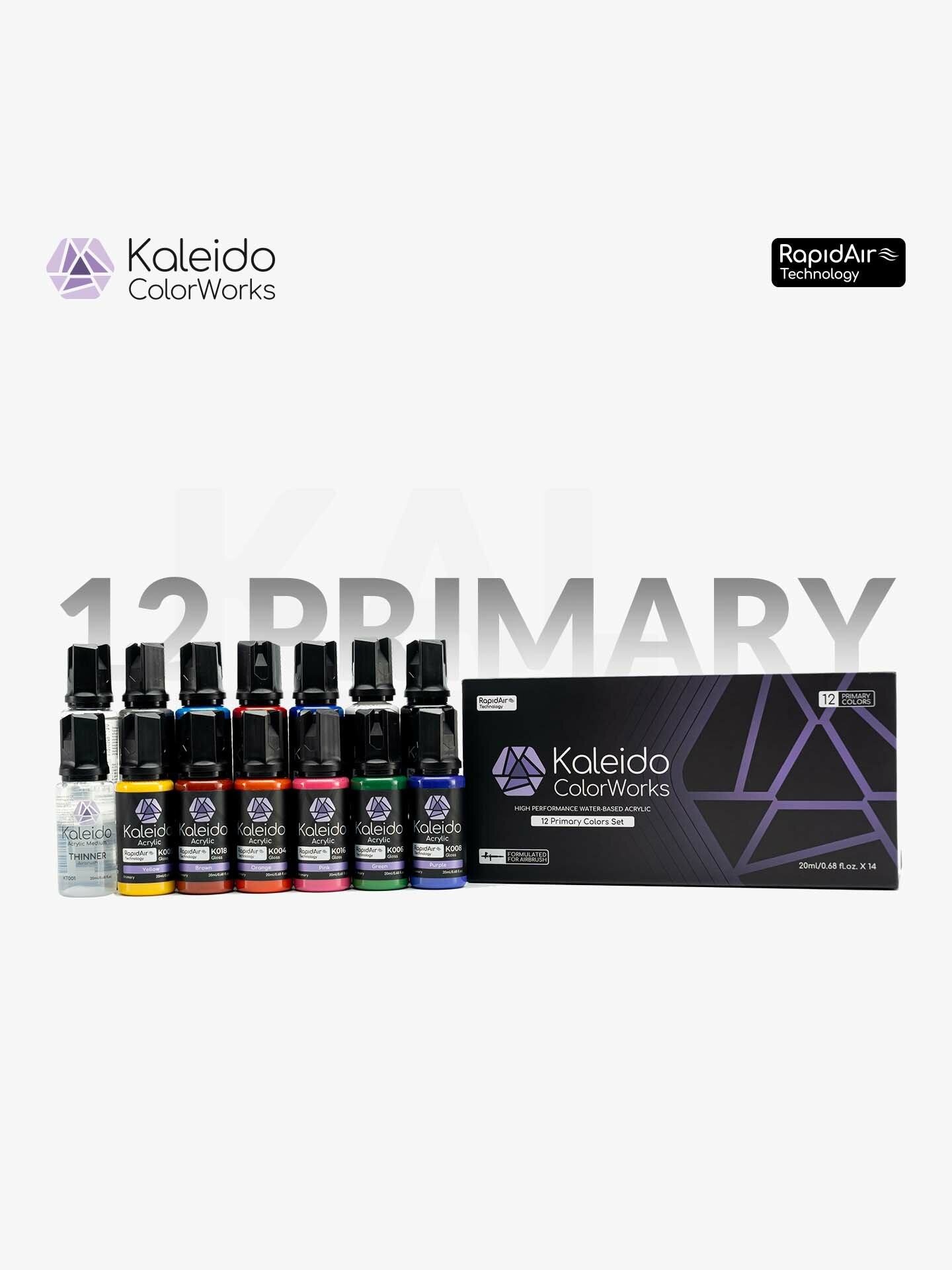 Kaleido набор акриловых красок на водной основе базовый 12 цветов