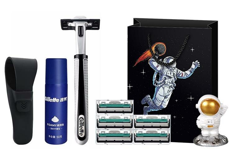 Набор для бритья мужской Gillette 13404667, Weifeng five-knife head astronaut limited edition (including storage bag + shaving foam)