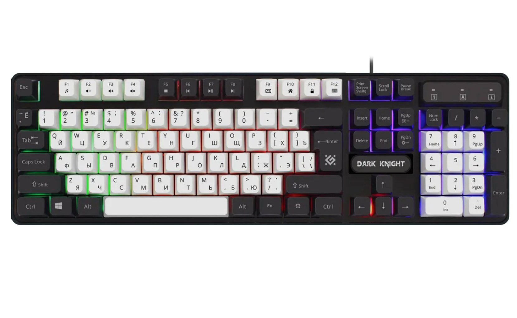 Клавиатура Defender Dark Knight GK-077, проводная, USB, мембранная, белый/черный
