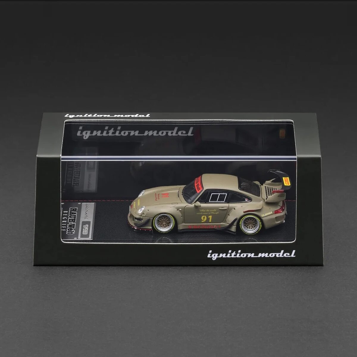 Модель автомобиля Porsche RWB 993 TSM MODEL 1:64 матовый зеленый