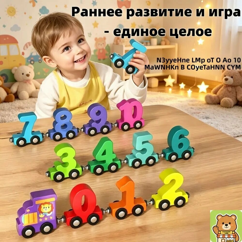 Детские магнитные цветные цифровые маленькие поезда цифровые познавательные игрушки