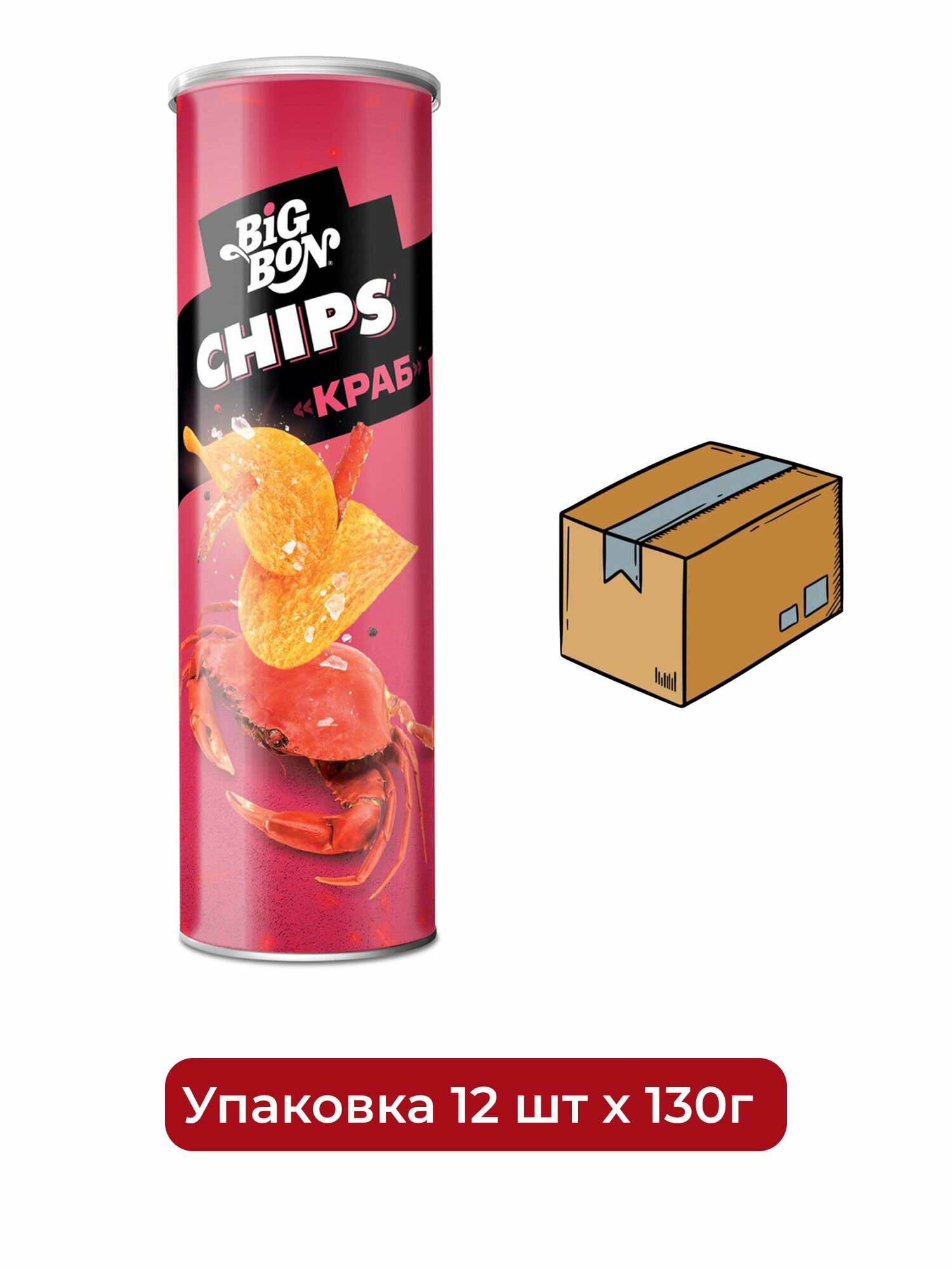Чипсы Big Bon краб, 130г х 12шт.