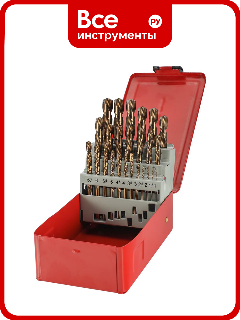 Набор сверл по металлу H-Tools 1-13мм, 25шт, DIN338 HSSE-Co5 135град. LH-левые 215215LiHT прочной конструкции