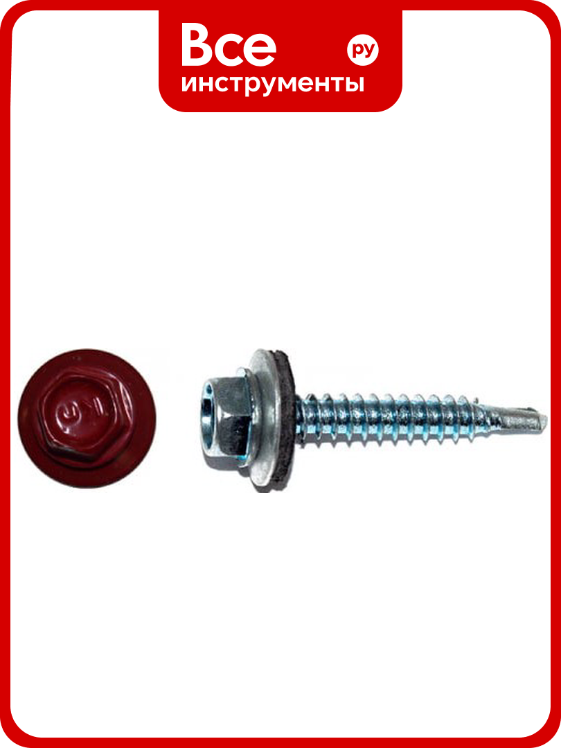 Кровельный саморез креп-комп 5,5x25 RAL3003, красный рубин 3000шт ск55253003, оцинкованное покрытие, шестигранный шлиц