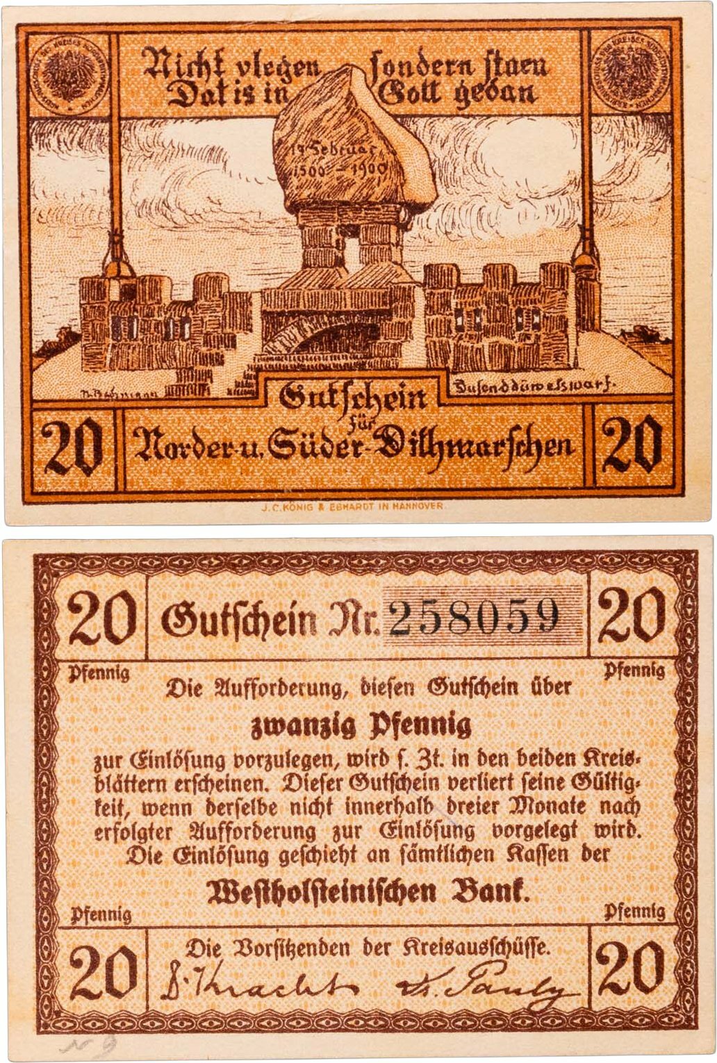 Германия 20 пфеннигов 1919-1923 нотгельды
