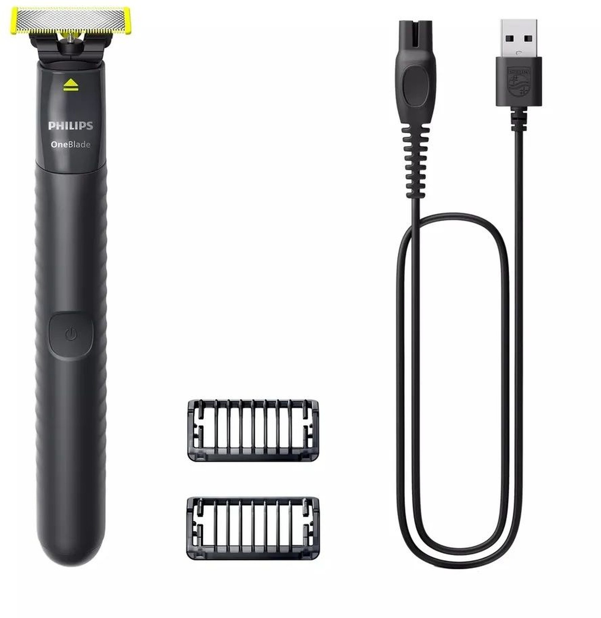 Триммер Philips OneBlade QP1424/10, для бороды и усов, 3 насадки, черный