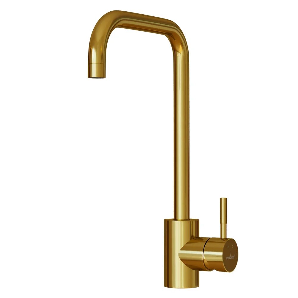 Смеситель для кухни 35k MIXLINE MLSS-0301G трубчатый излив, золото