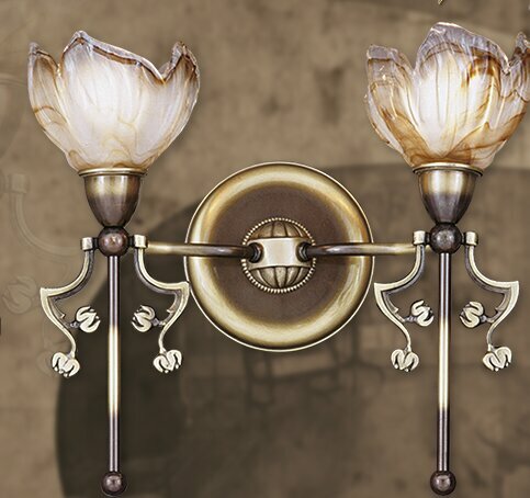 Riperlamp бра двойное 294N, стекло сатин. коричн, 20x35x20см, 2x60W, арматура CJ