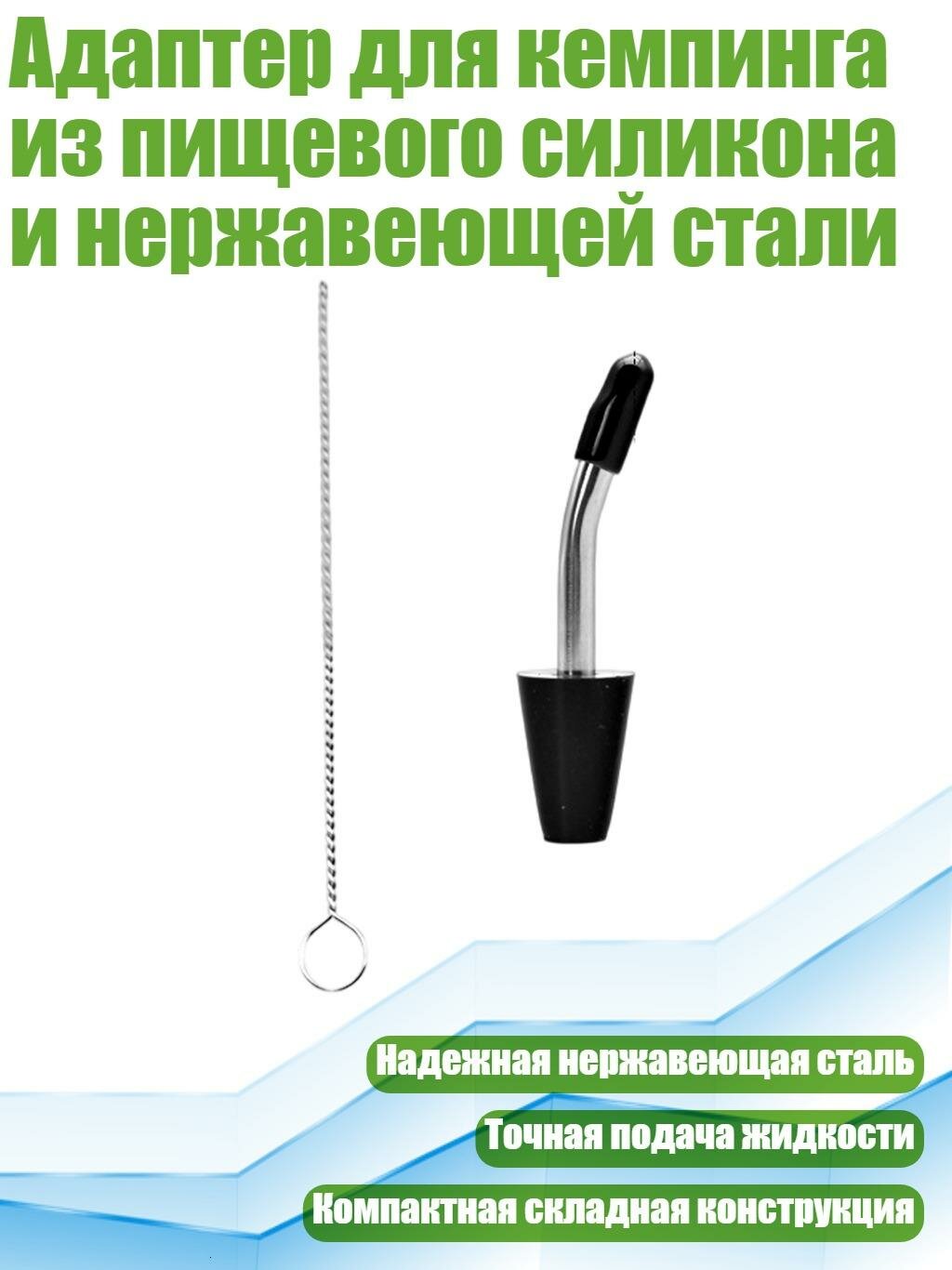 Адаптер для кемпинга из пищевого силикона и нержавеющей стали, Маленький черный