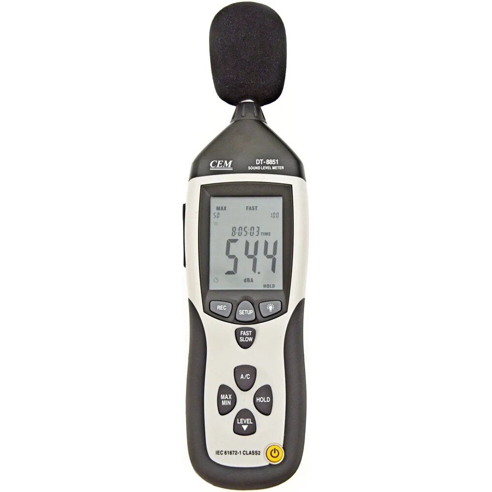 Шумомер CEM DT-8851, с поверкой, ЖК-дисплей, с подсветкой, фильтры А и С