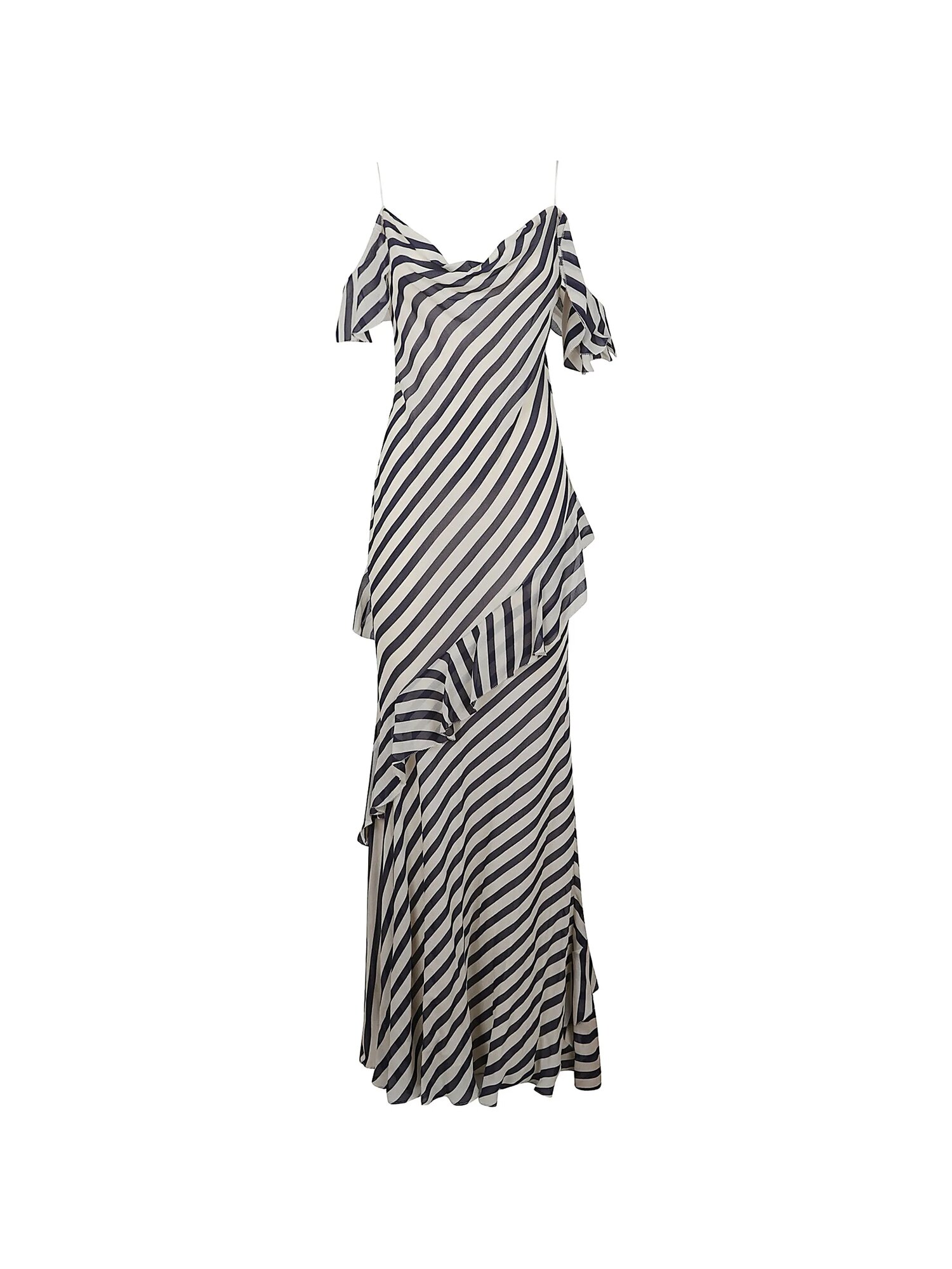 Платье Striped ruffled maxi dress