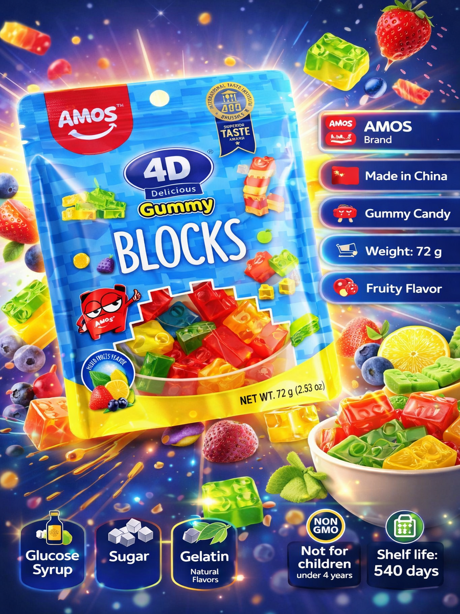 Мармелад жевательный Amos Blocks Фруктовый микс, 72г