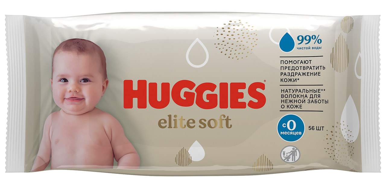 Салфетки влажные детские Huggies Elite Soft, 56шт