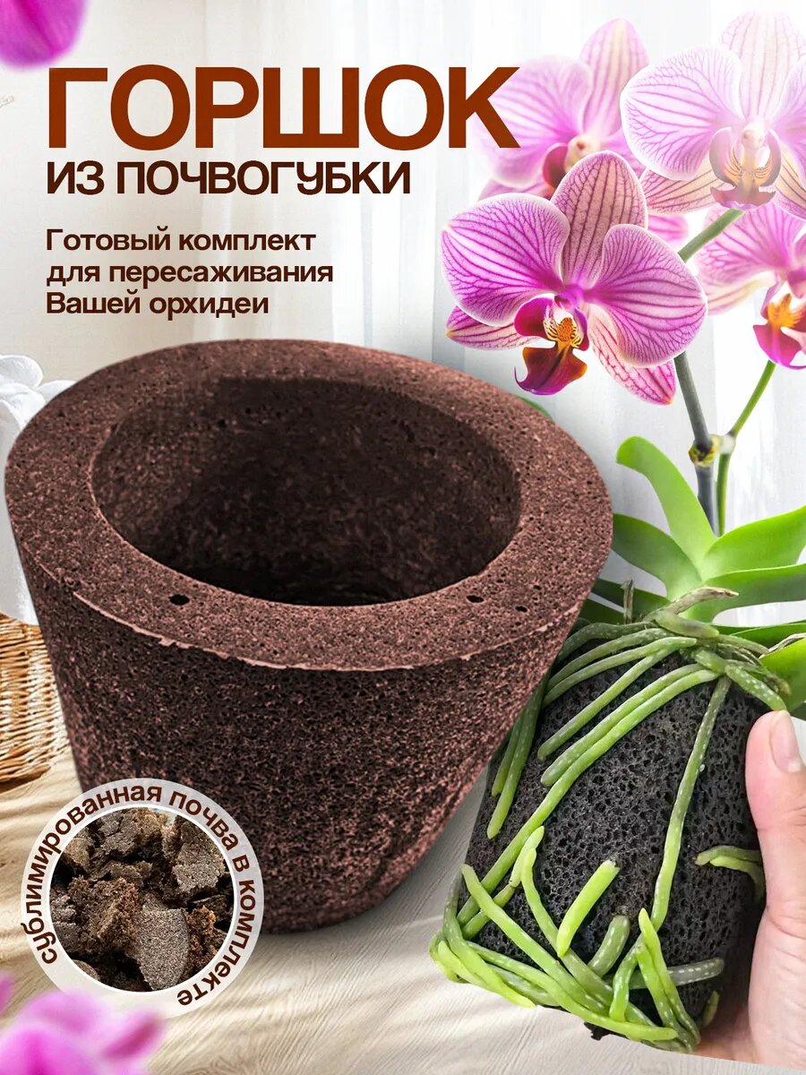 Грунт горшок для орхидеи из почвогубки