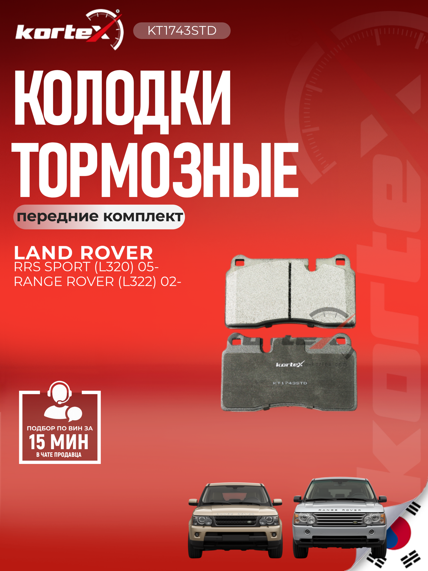 Колодки тормозные передние комплект Ленд Ровер Рейндж Спорт, Дискавери SX1256, SFP500070, M2623395
